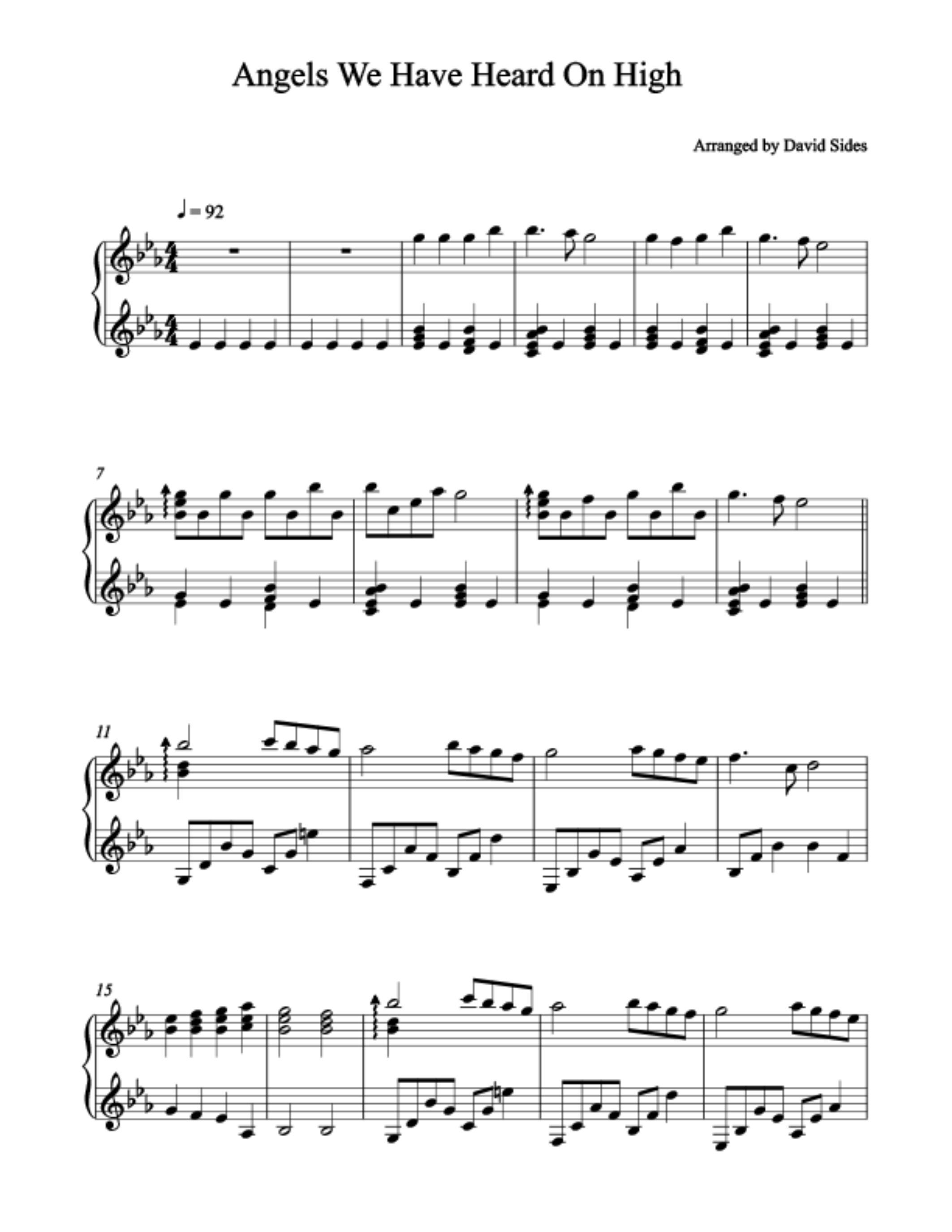 Angels We Have Heard on High Piano Sheet Music (digital Download ...