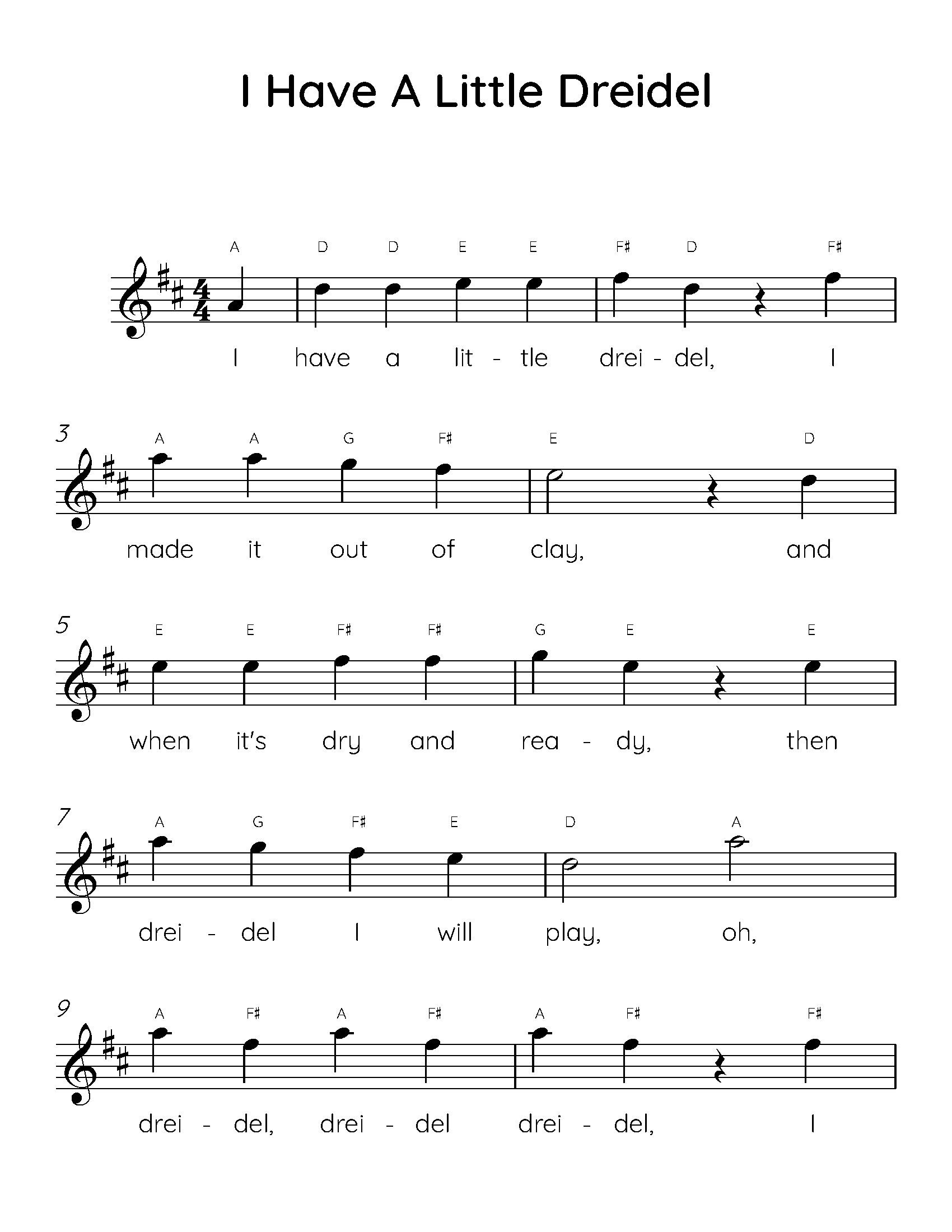 I Have A Little Dreidel Easy Piano Sheet Music, Digital Downloadable ...