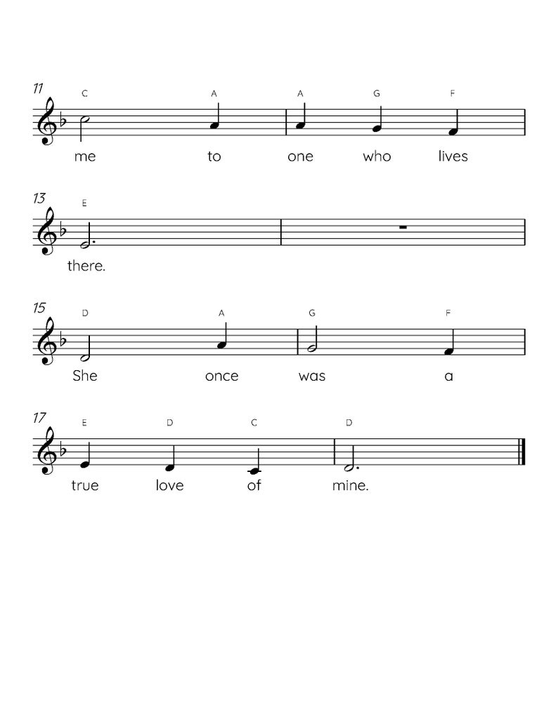 Scarborough Fair Easy Piano Sheet Music, Digital Downloadable Musical ...