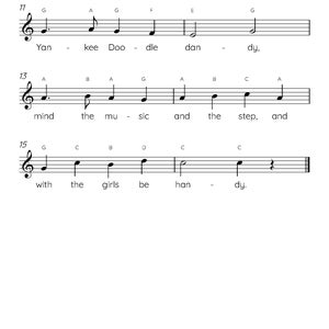 Yankee Doodle Easy Piano Sheet Music (digital Download), Kids Beginner ...