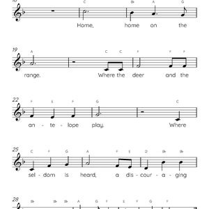 Home on the Range Easy Piano Sheet Music, Digital Download, Kids ...