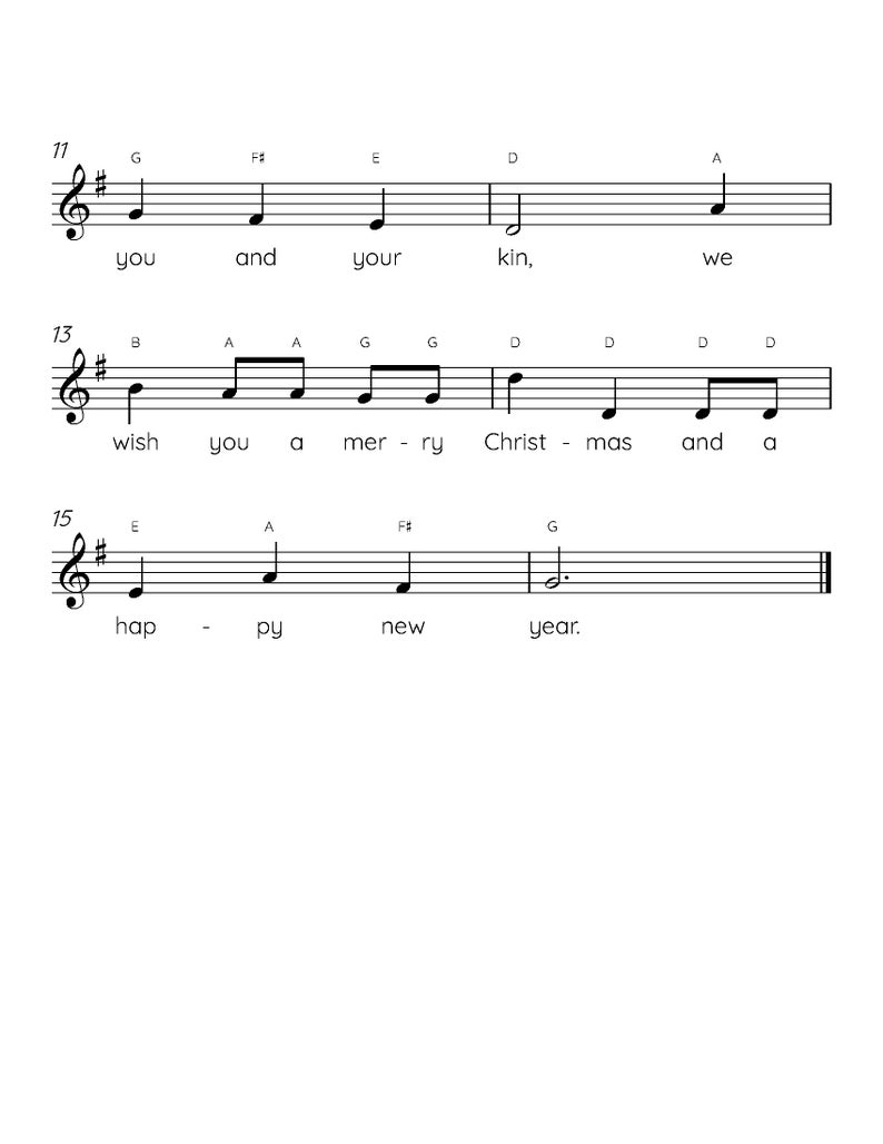 We Wish You A Merry Christmas Easy Piano Sheet Music (digital Download ...