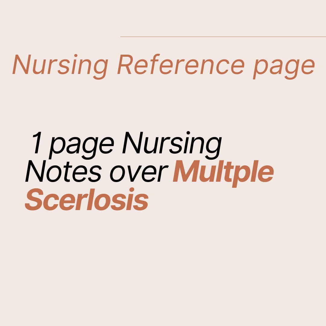 Multiple Sclerosis Nurse Notes Digital Nurse Notes Digital - Etsy