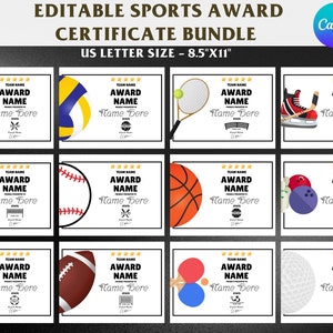 Sports Award Certificates Bundle Editable Template, Team Sports Player ...