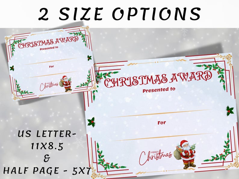 Printable Christmas Award Certificate for Kids (PDF) - Etsy