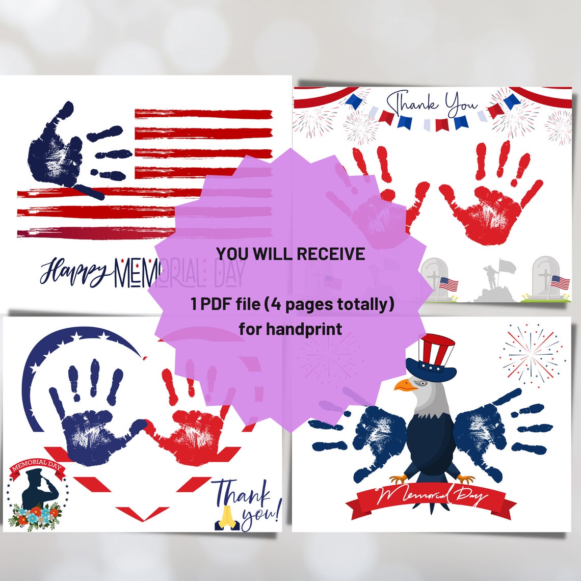 Memorial Day Handprint, Memorial Day Activity for Kids, Printable ...
