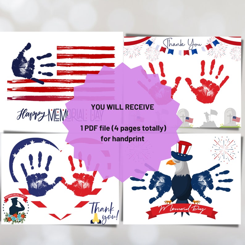 Memorial Day Handprint, Memorial Day Activity for Kids, Printable ...