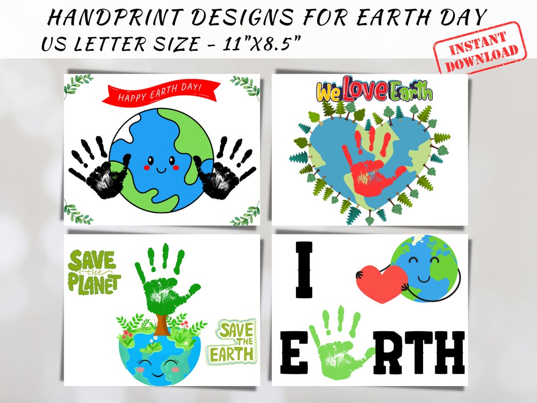 Earth Day Handprint Craft Set, Earth Day Celebration Printable ...