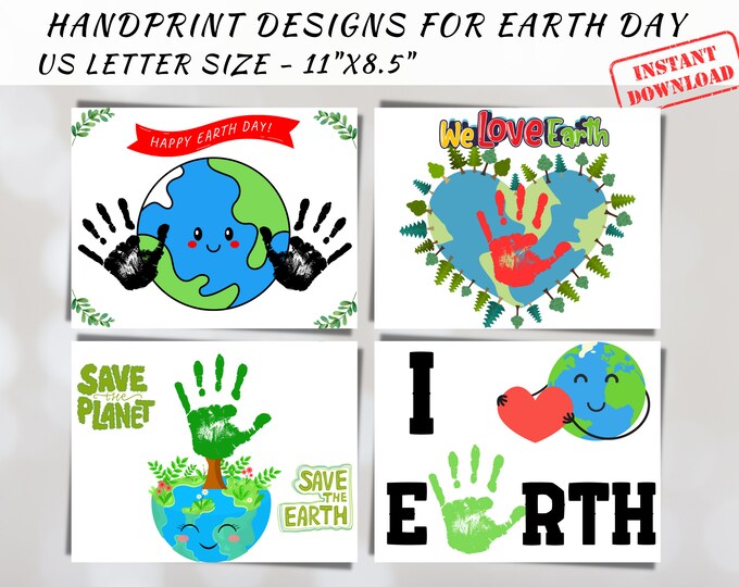 Earth Day Handprint Art, Printable Earth Day Craft, Earth Day ...