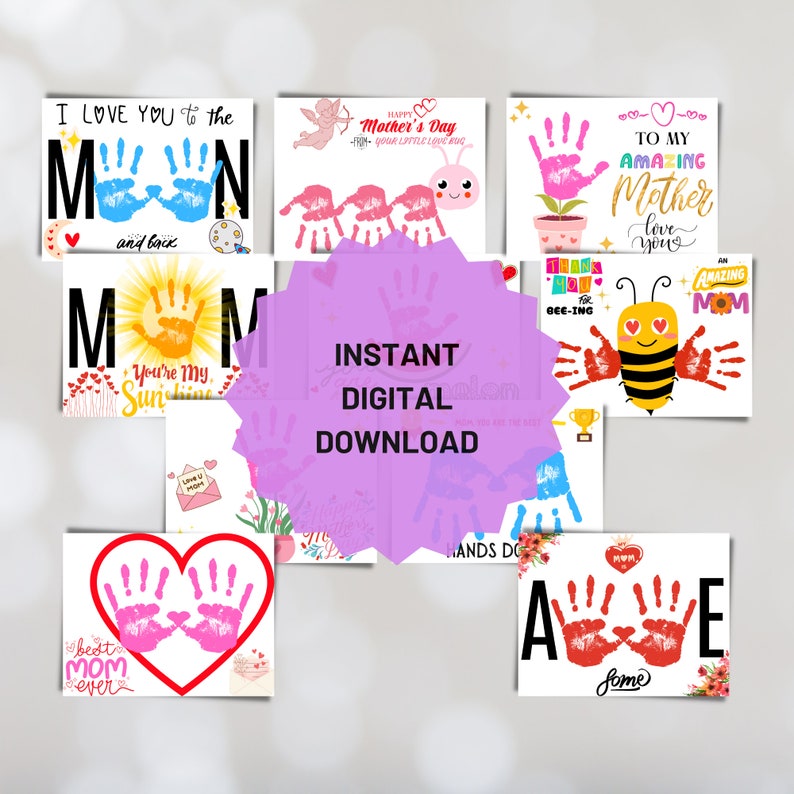 Mother's Day Handprint Art Craft, DIY Gift Keepsake Printable , Happy ...