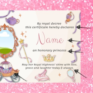 Editable Princess Certificate With Photo Canva Template, Royal Princess ...