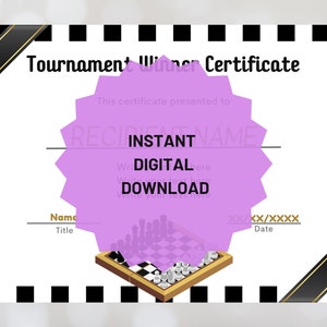 Editable Chess Tournament Winner Award Certificate, Chess Appreciation ...