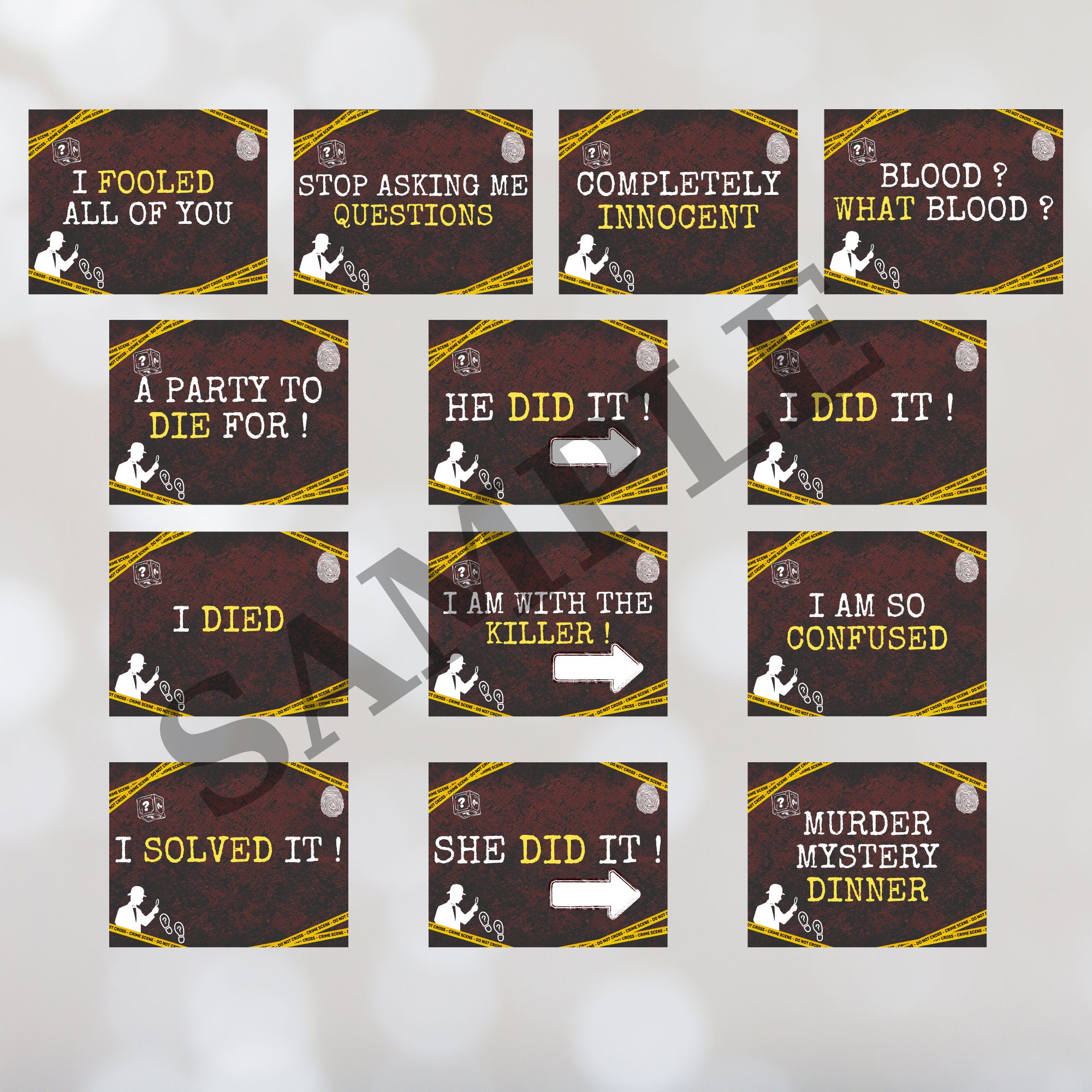 Murder Mystery Party Photo Booth Signs, Murder Mystery Dinner Printable ...