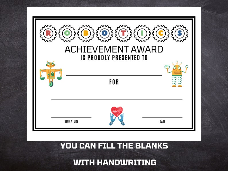 Robotics Achievement Award, Robotics Certificate Template, Robotics ...