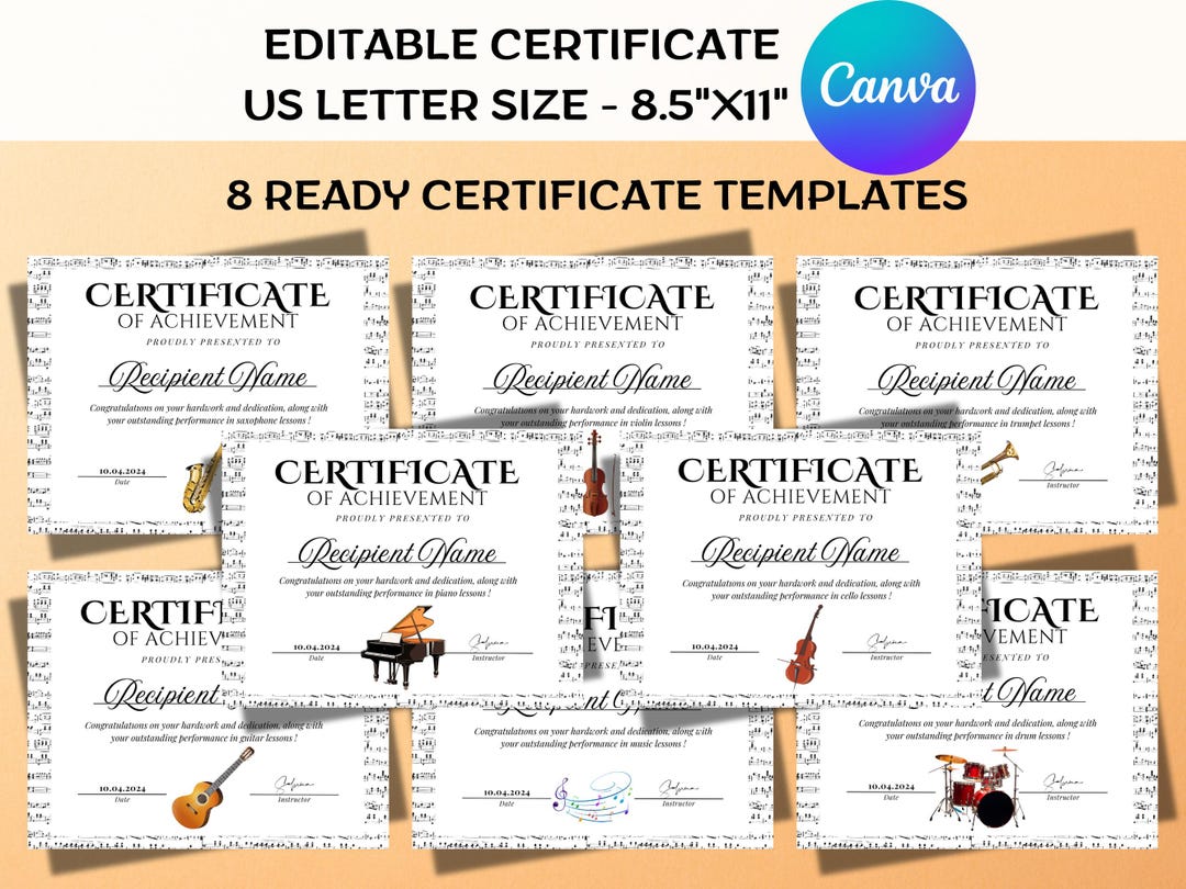Editable Music Award Certificate Bundle (digital Download) - Etsy