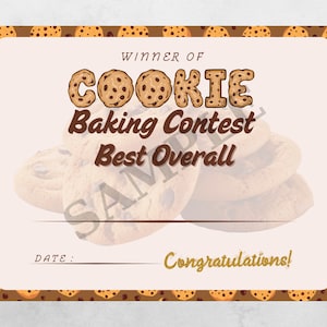 Cookie Baking Contest Award Certificates, Office School Party (PDF) - Etsy