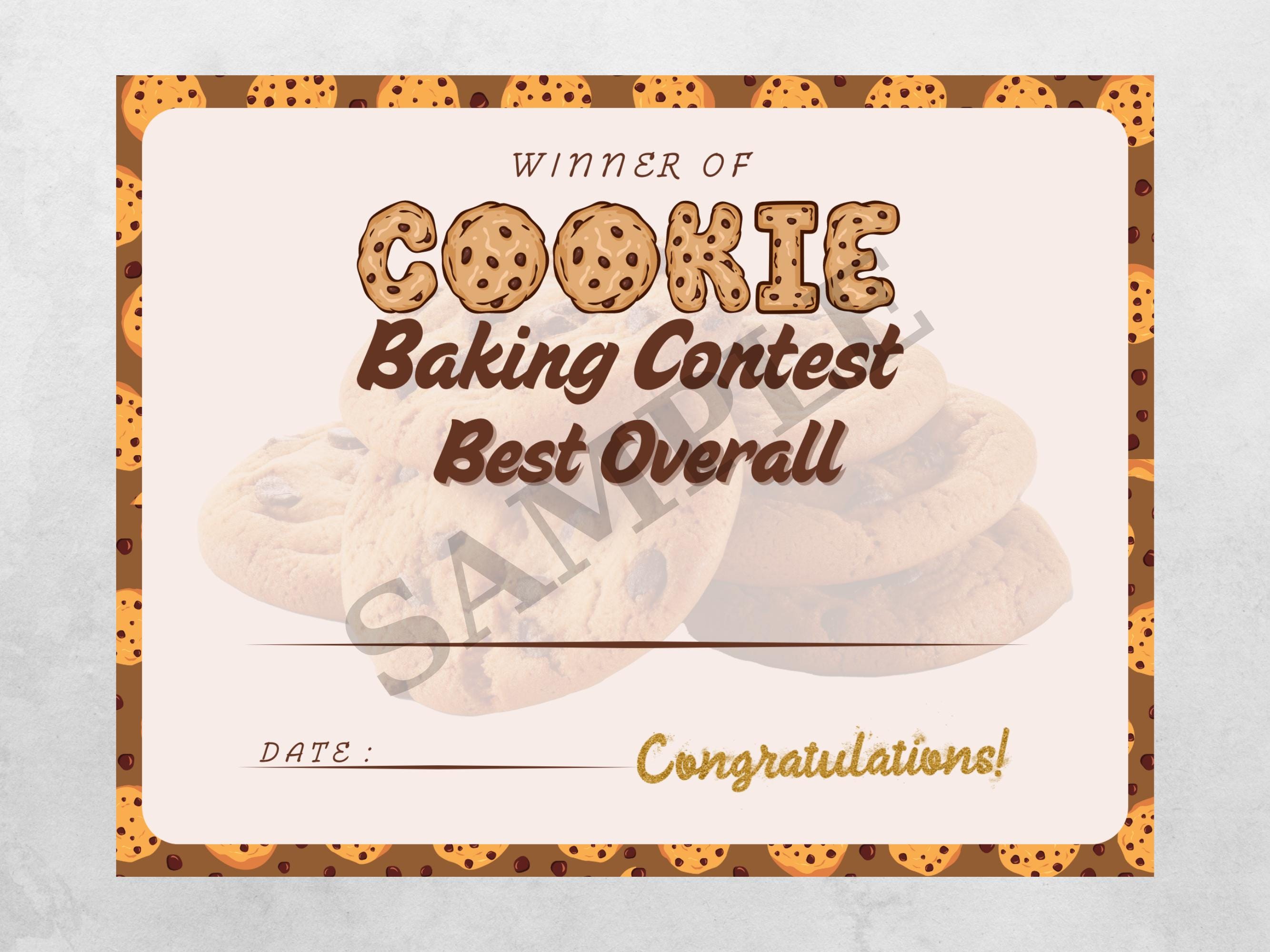 Cookie Baking Contest Award Printable, Best Cookie Bake off Winner ...