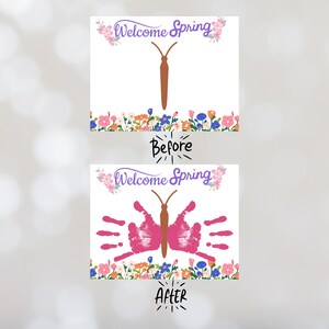 Spring Handprint Set, Baby Toddler Keepsake, Printable Kids Memory ...