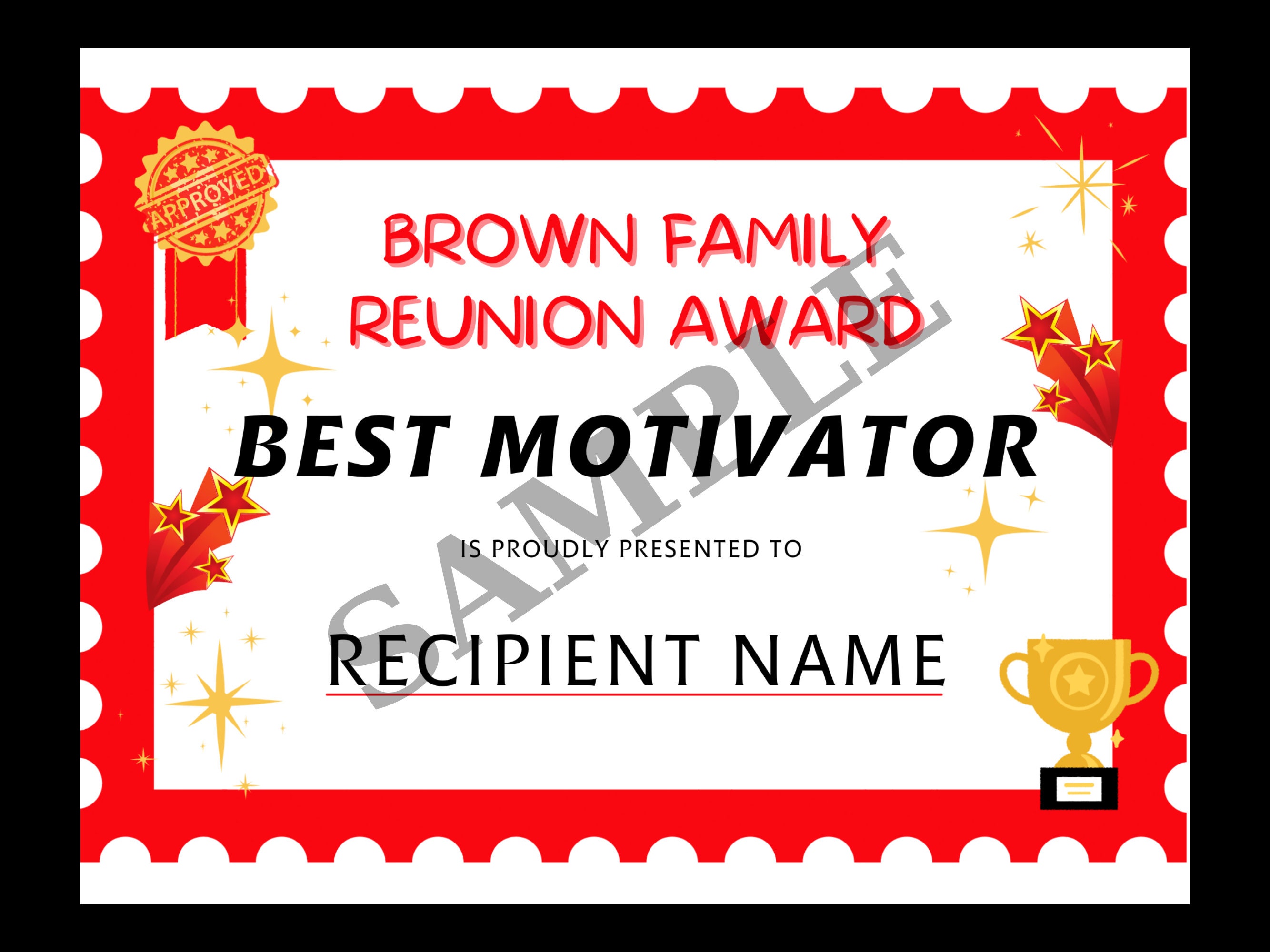 Family Reunion Awards Certificate Editable Bundle, Customizable Family ...