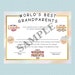 World's Best Grandparents Certificate, Grandparents Day Appreciation ...