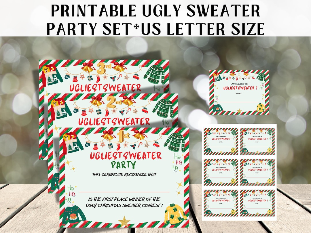 Christmas Ugly Sweater Party Bundle Printable, Ugly Sweater Party Game ...