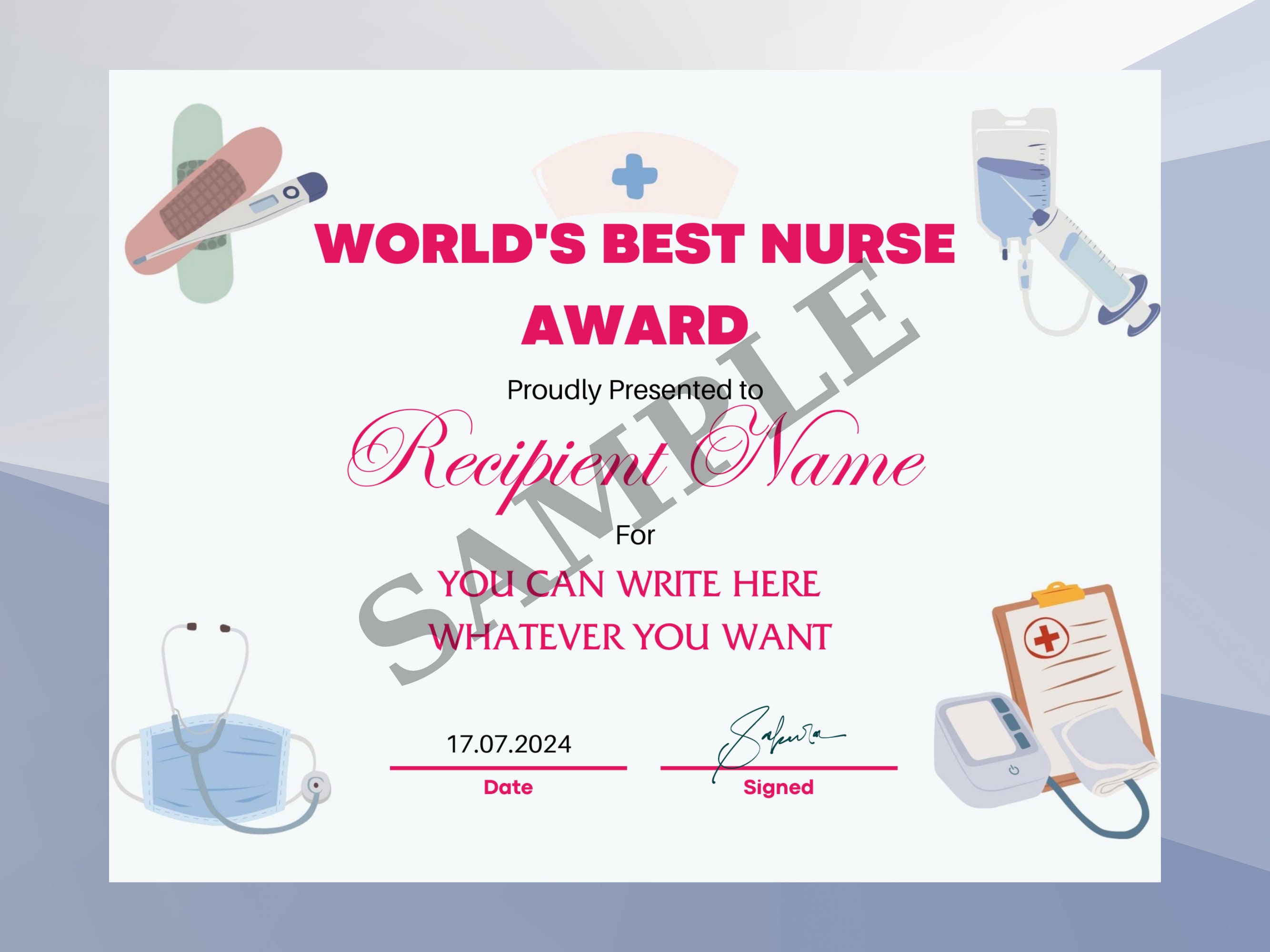 Editable World's Best Nurse Award Certificate Template, Printable ...