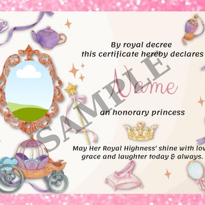 Editable Princess Certificate With Photo Canva Template, Royal Princess ...