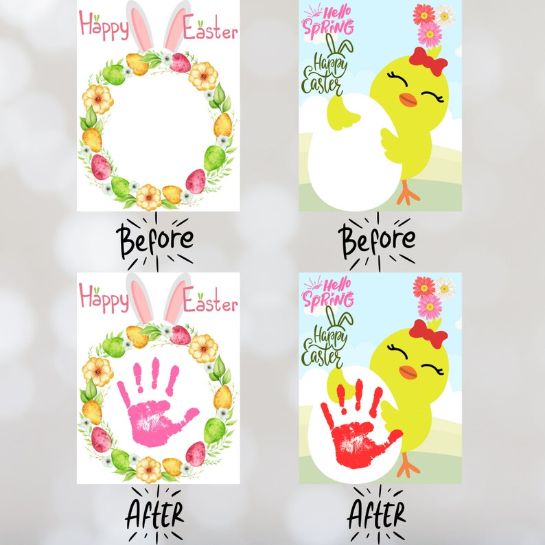 Easter Handprint Craft, Printable Easter Celebration Art, Happy Easter ...