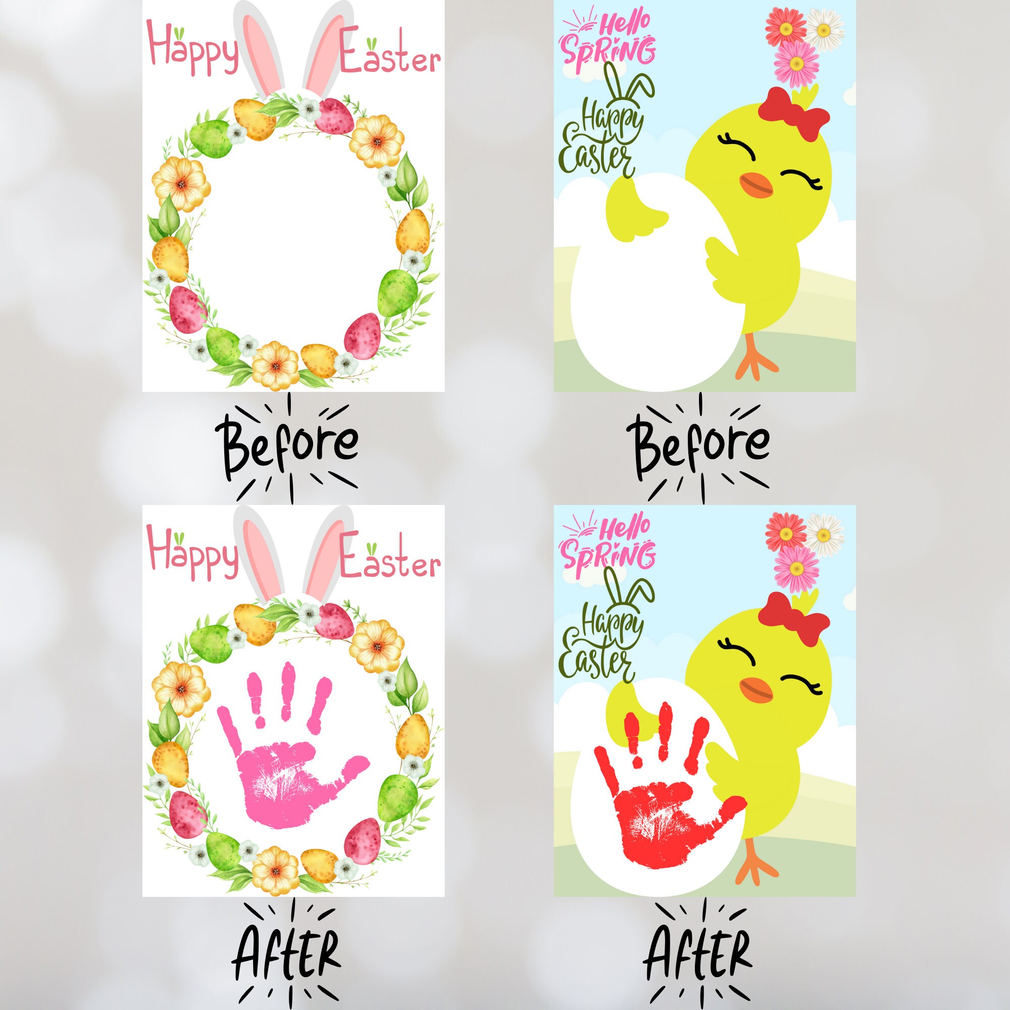 Easter Handprint Craft, Printable Easter Celebration Art, Happy Easter ...