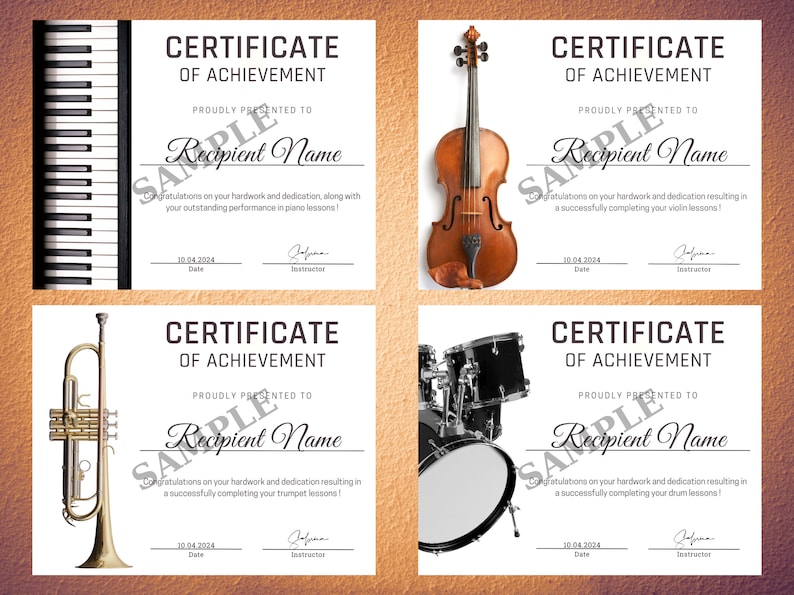 Music Instruments Achievement Award Certificate Bundle Editable ...
