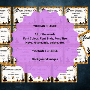Editable Halloween Costume Award Certificate, Trick or Treat Costume ...