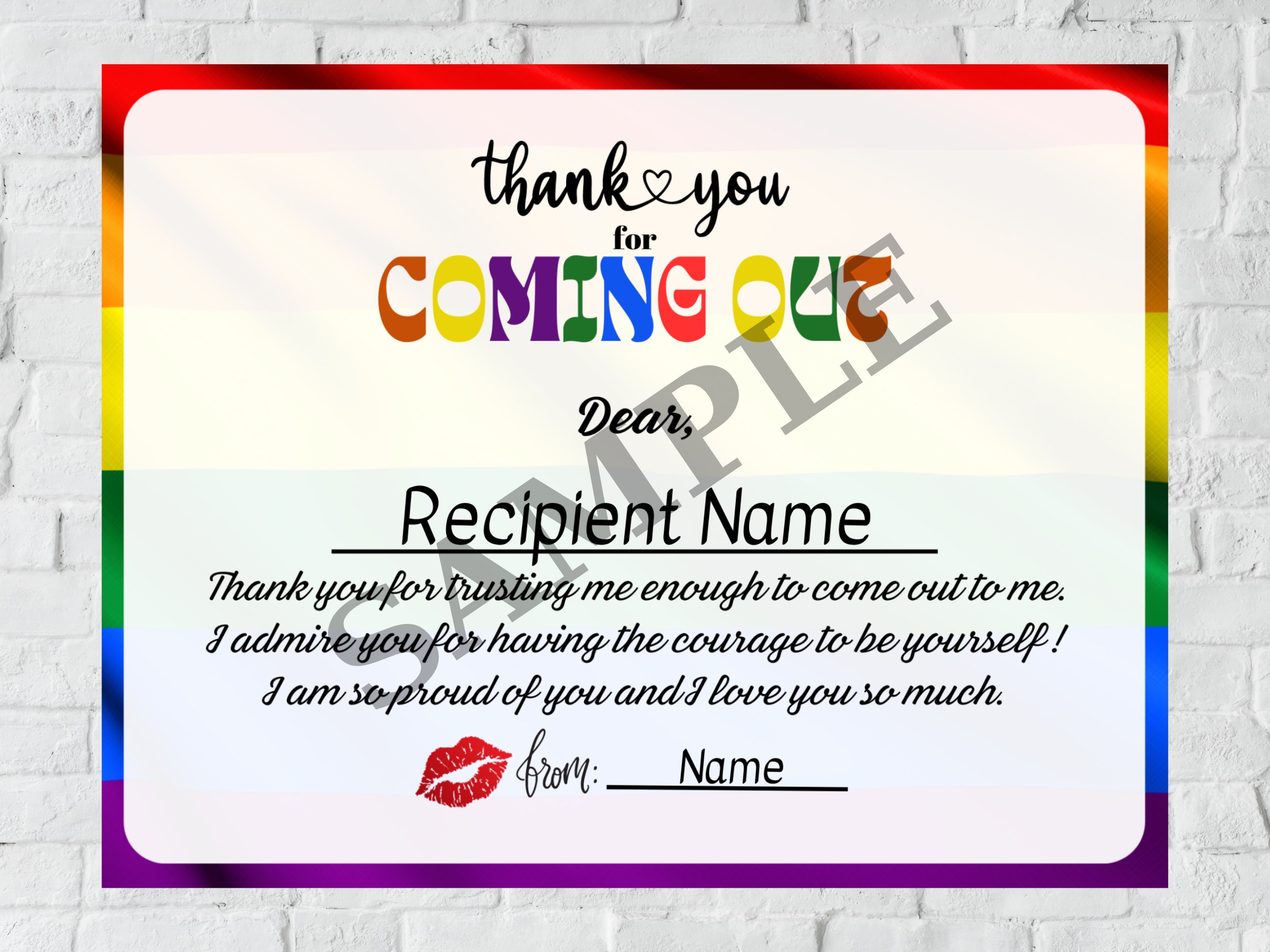 Editable LGBTQ+ Certificate, Thank You for Coming Out, Gay Pride Coming ...