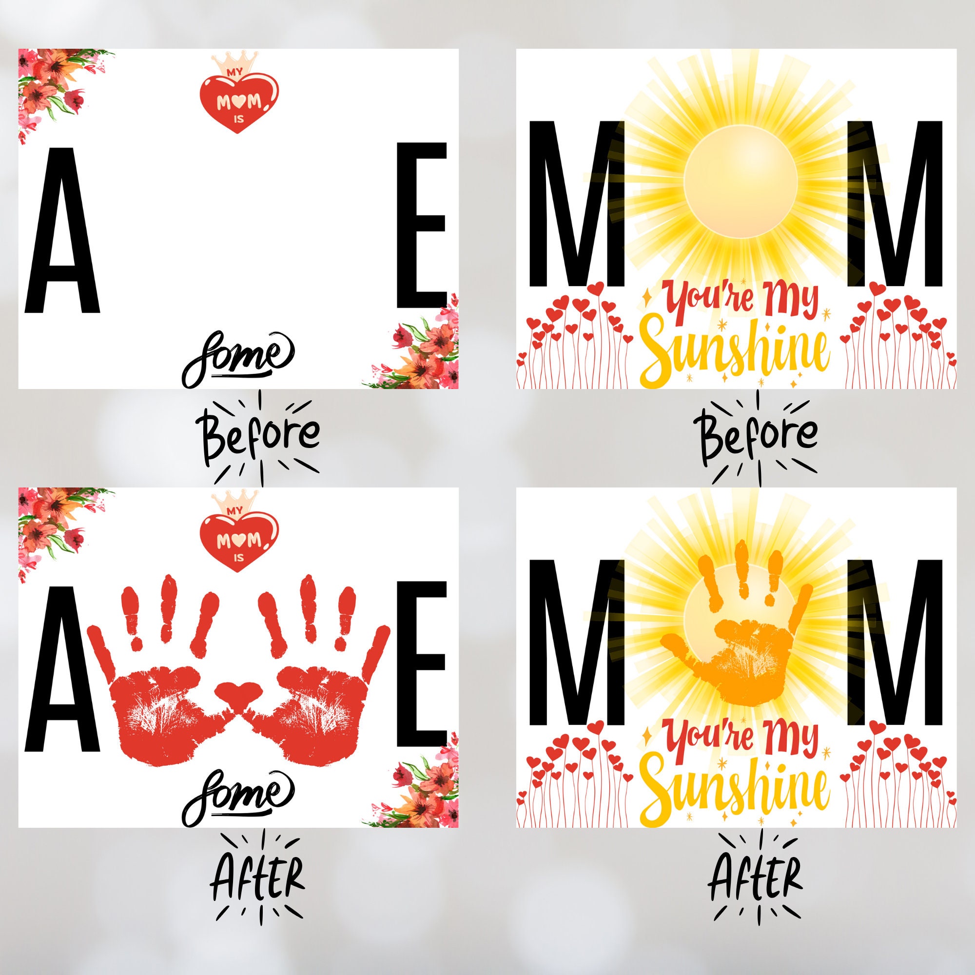 Mother's Day Handprint Art Craft, DIY Gift Keepsake Printable , Happy ...