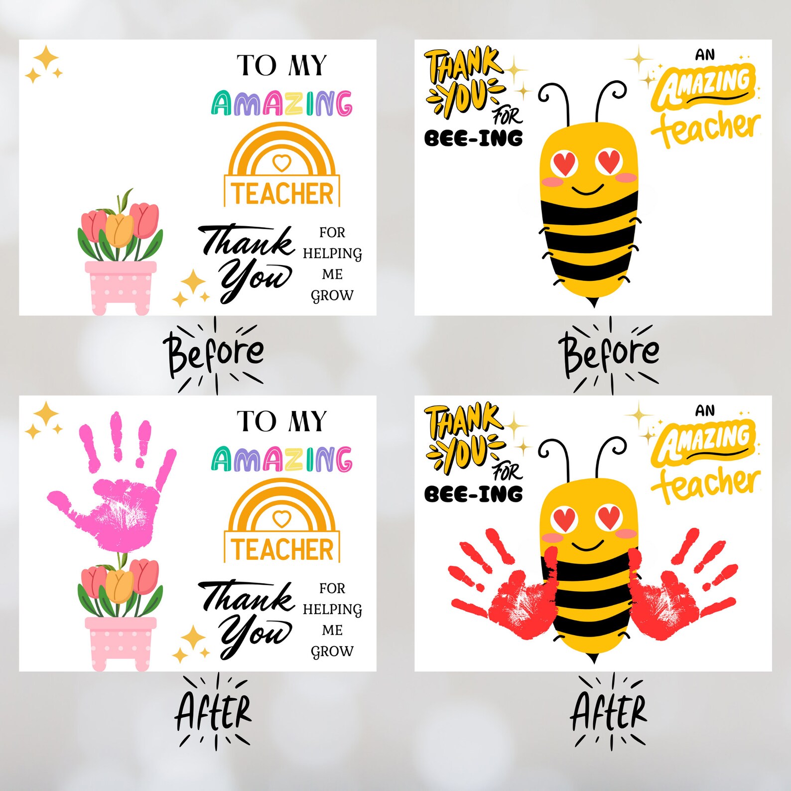 Teacher Appreciation Handprint Art Craft, DIY Gift Printable End of ...