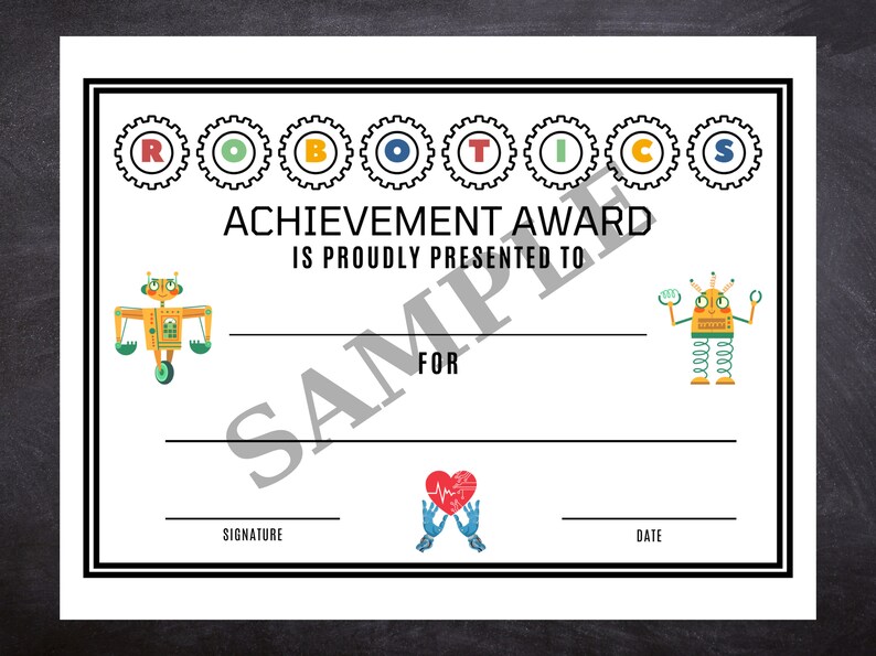 Robotics Achievement Award, Robotics Certificate Template, Robotics ...