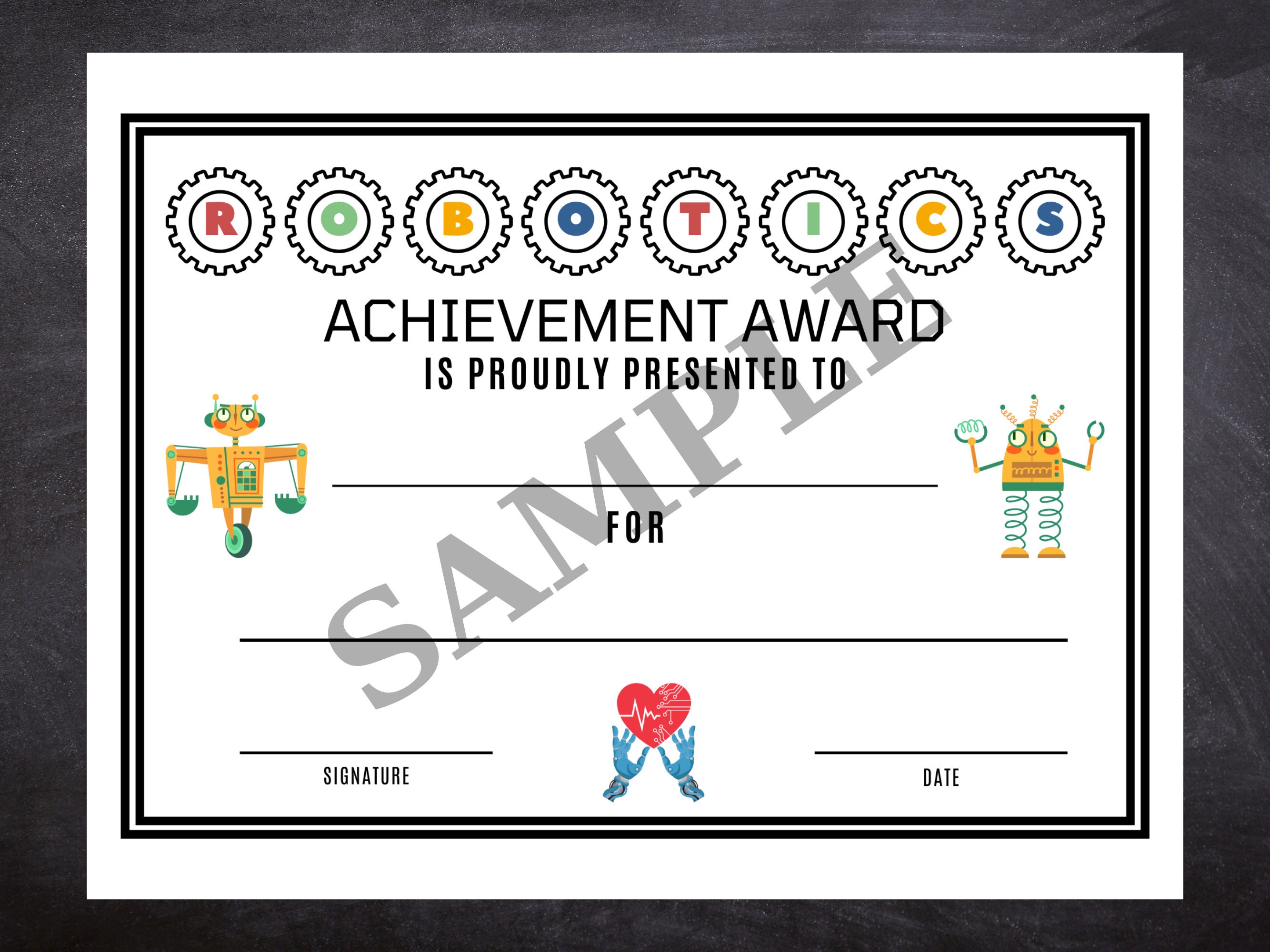 Robotics Achievement Award, Robotics Certificate Template, Robotics ...