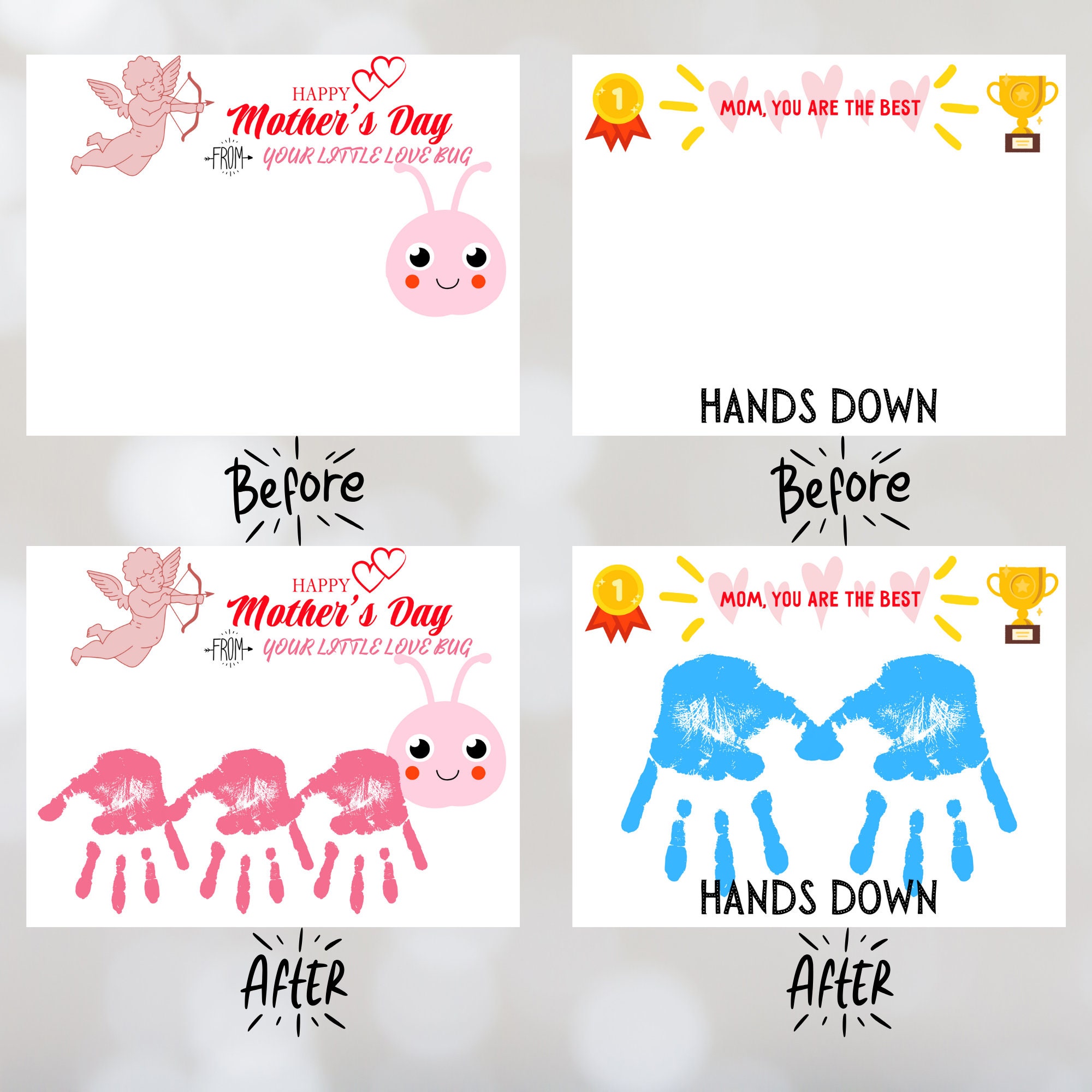 Mother's Day Handprint Art Craft, DIY Gift Keepsake Printable , Happy ...