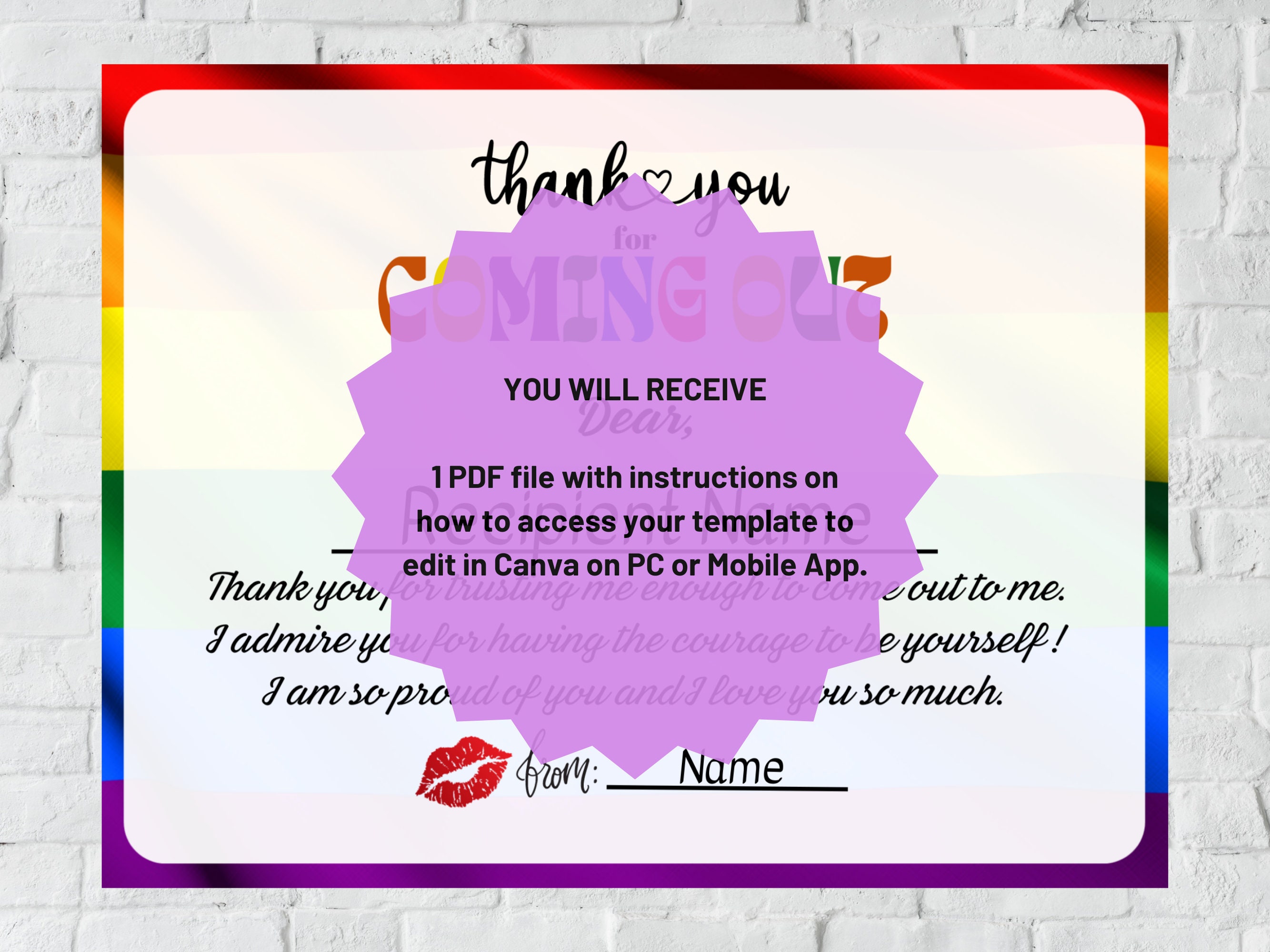 Editable LGBTQ+ Certificate, Thank You for Coming Out, Gay Pride Coming ...
