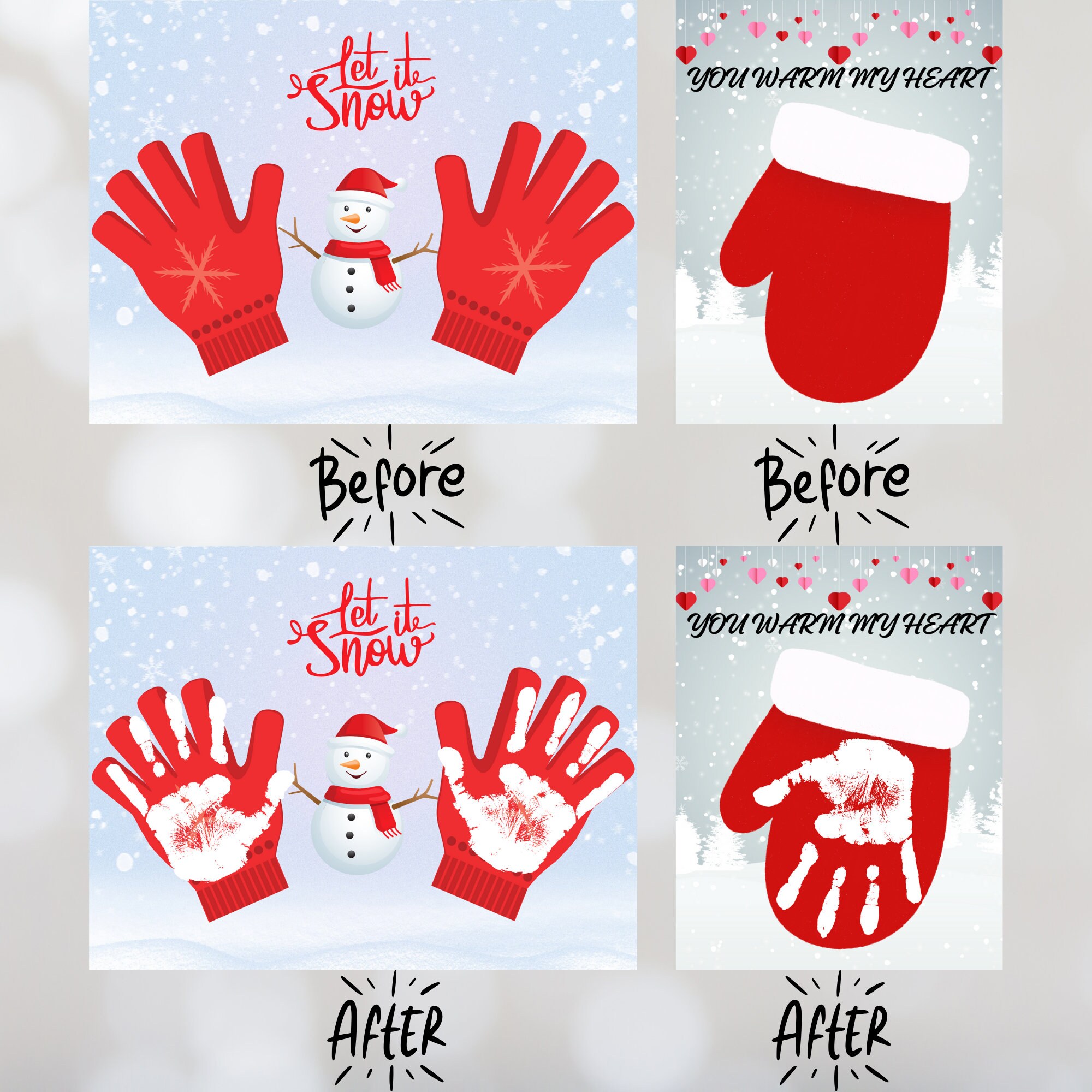 Winter Handprint Art Bundle, DIY Handprint Keepsake, Toddler Prek ...