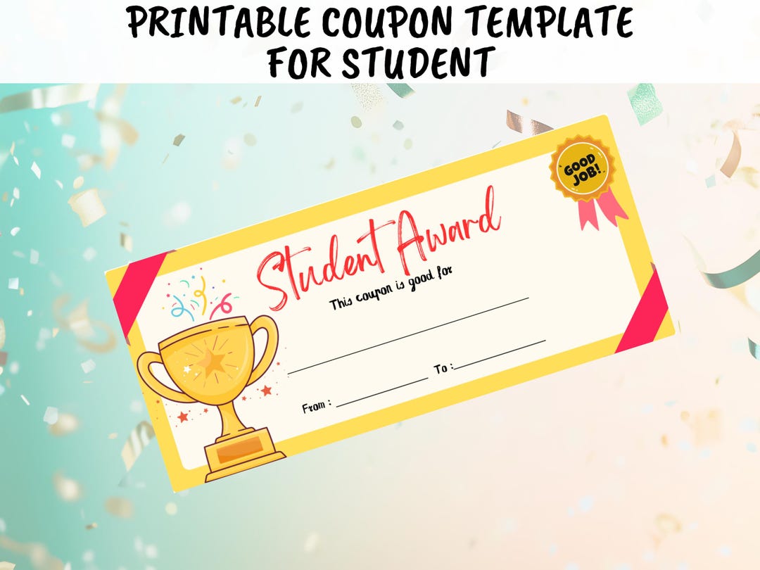 Student Award Coupon | Printable Classroom Prize (PDF) - Etsy