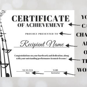 Editable Music Award Certificate Template (PDF) - Etsy