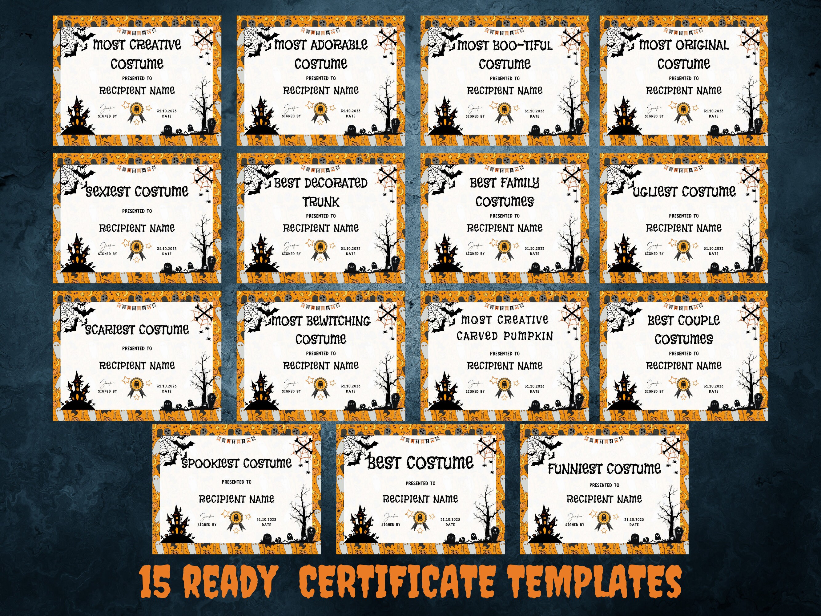 Editable Halloween Costume Award Certificate (digital Download) - Etsy