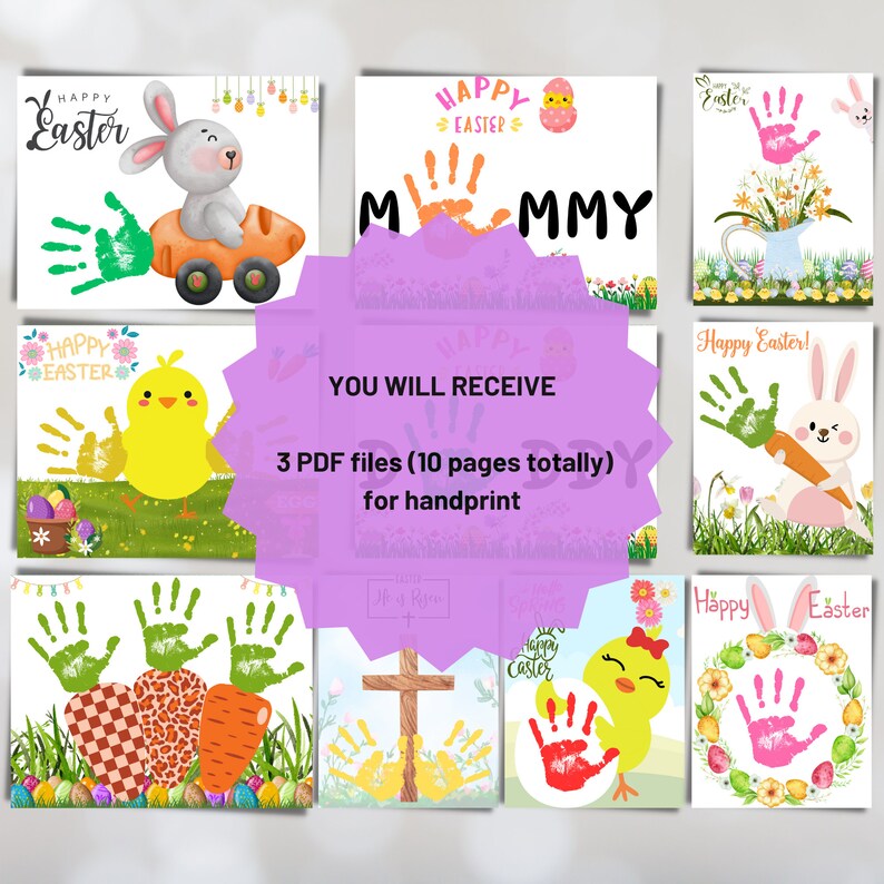 Easter Handprint Craft, Printable Easter Celebration Art, Happy Easter ...
