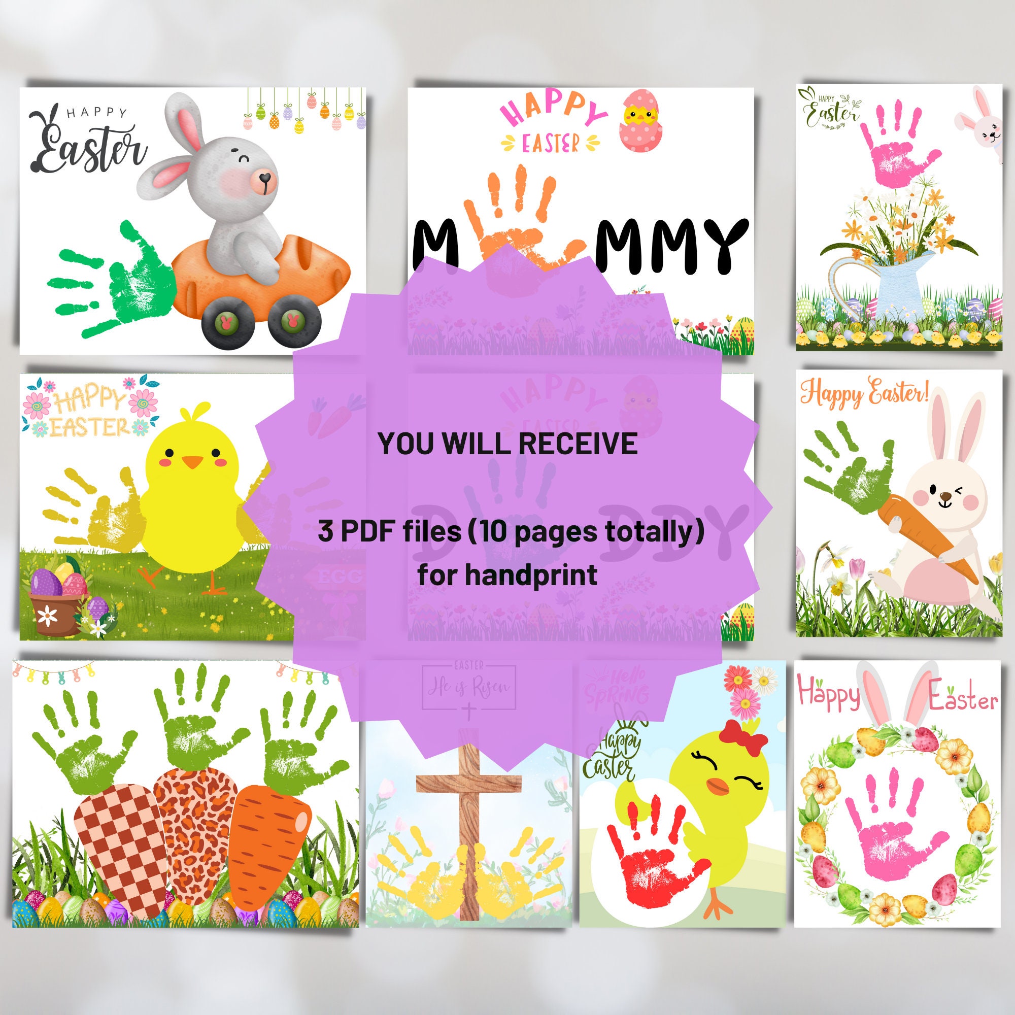 Easter Handprint Craft, Printable Easter Celebration Art, Happy Easter ...