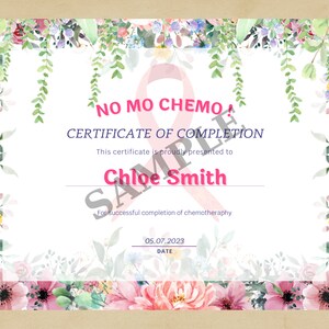 Editable Cancer Chemo Completion Certificate, Survivor Appreciation ...