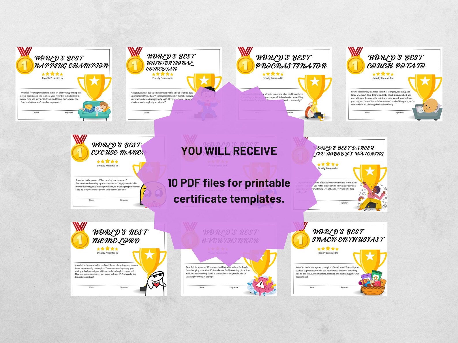 Funny World's Best Award Printable Certificate, Funny Family Reunion ...