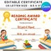 Reading Award Certificate Editable Template, Bookworm Recognition ...