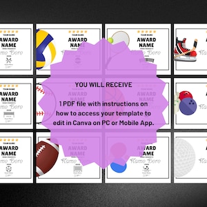 Sports Award Certificates Bundle Editable Template, Team Sports Player ...