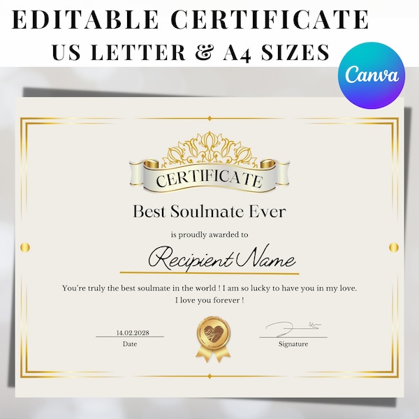 Best Boyfriend Award Certificate - Etsy