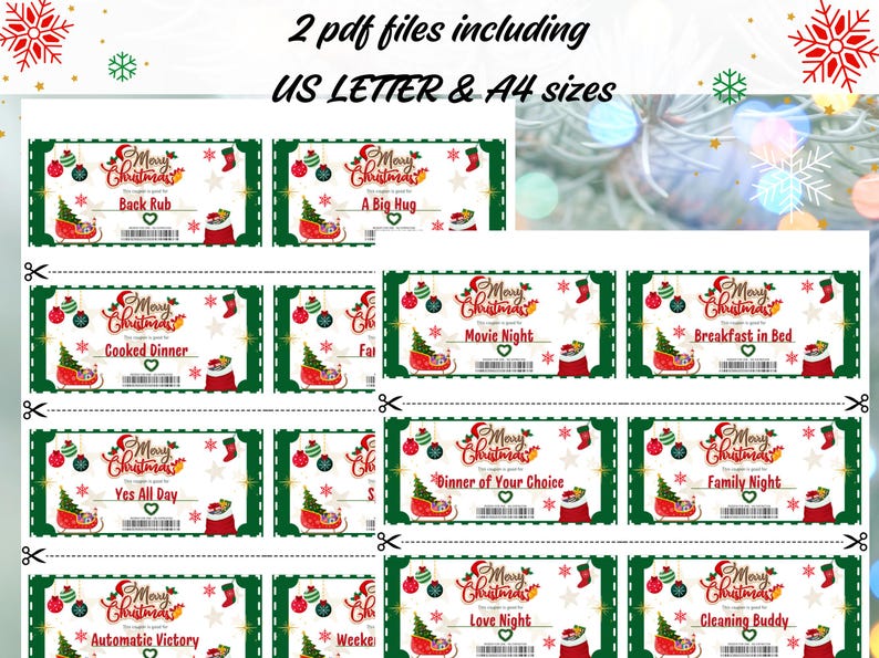 Printable Christmas Coupon Book, Personalized Holiday Gift (PDF) - Etsy